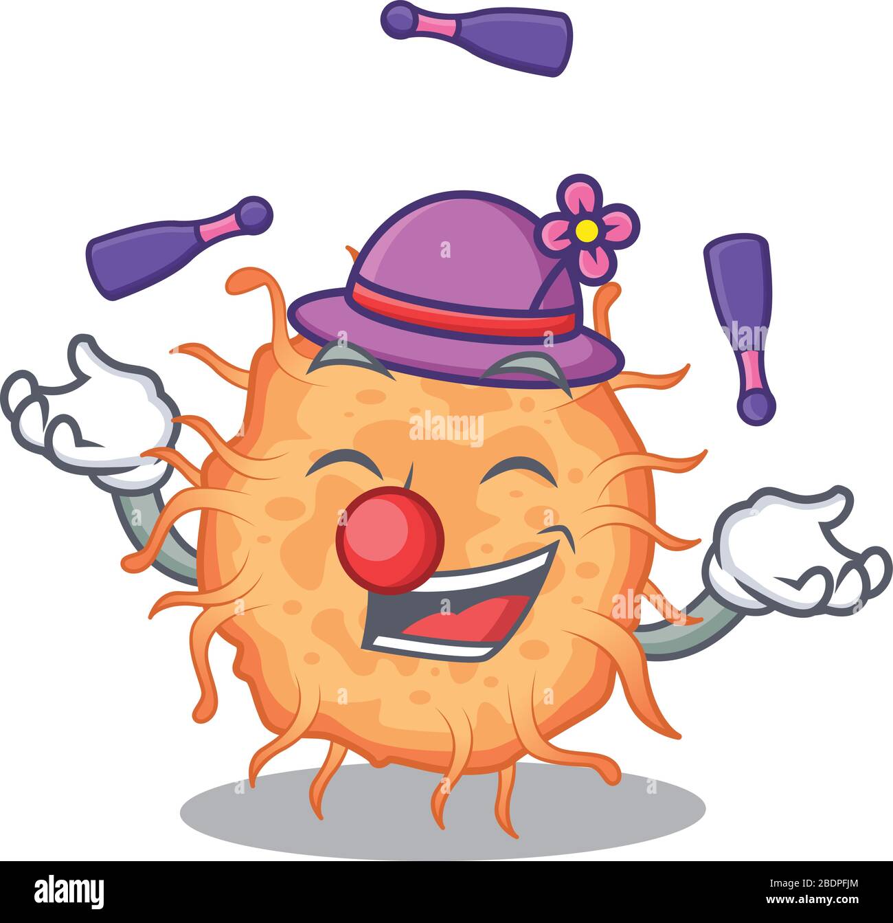 An attractive bacteria endospore cartoon design style playing juggling ...