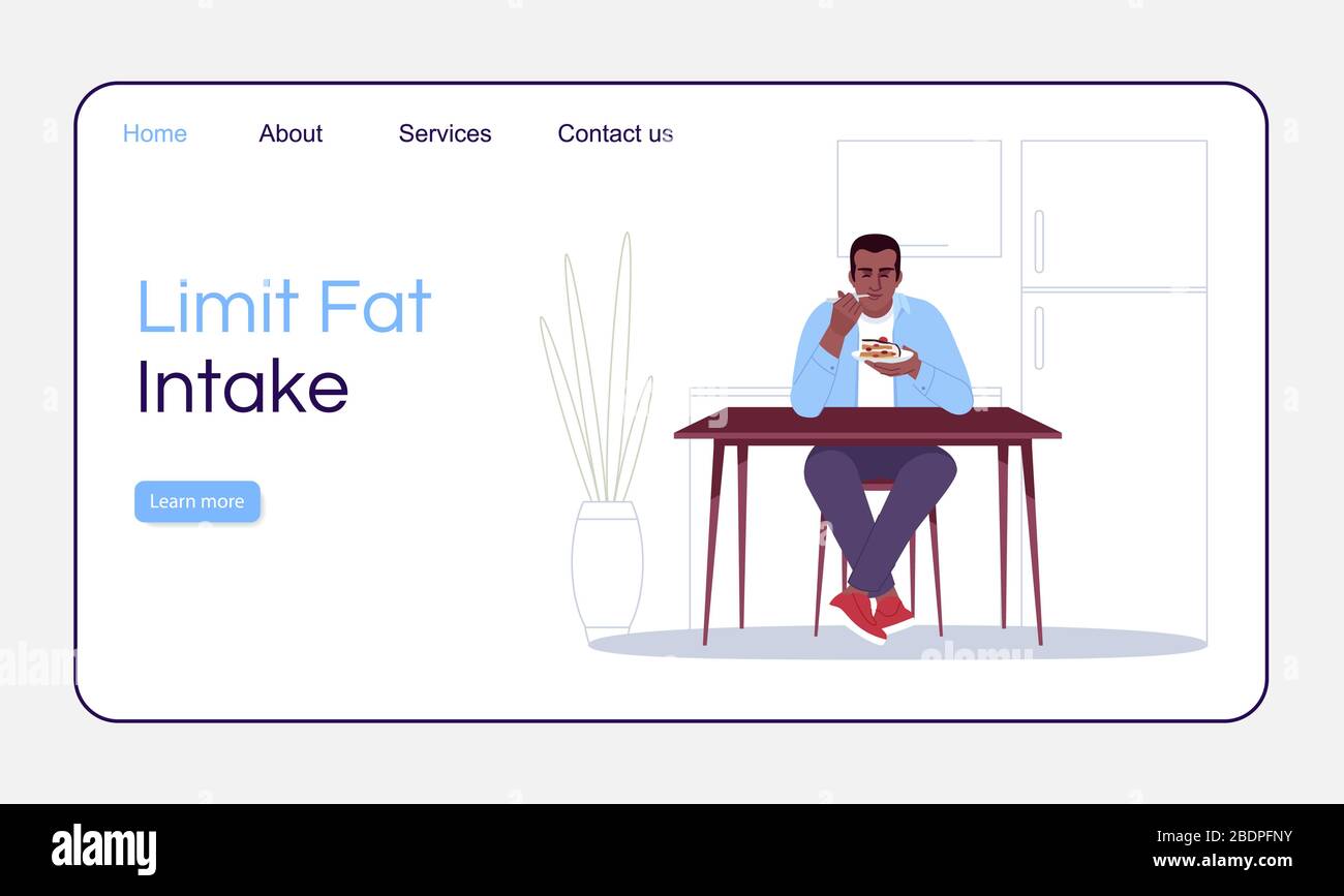 Limit fat intake landing page vector template. Healthy nutrition ...