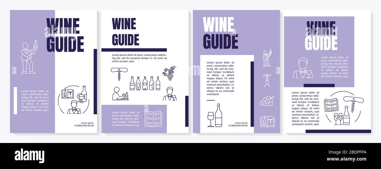 Wine guide brochure template. Expert sommelier with glass of drink ...
