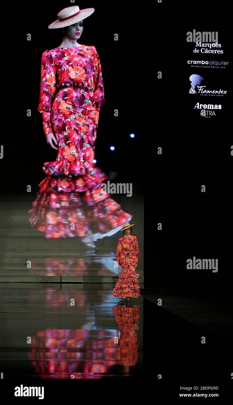 SEVILLA, SPAIN - JAN 30: Model Margarita Lofz wearing a dress from the ...