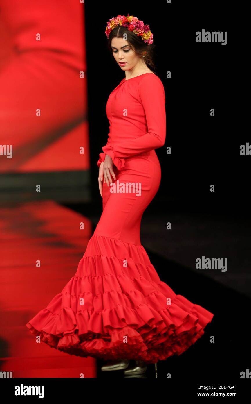 SEVILLA, SPAIN - JAN 30: Model Margarita Lofz wearing a dress from the ...