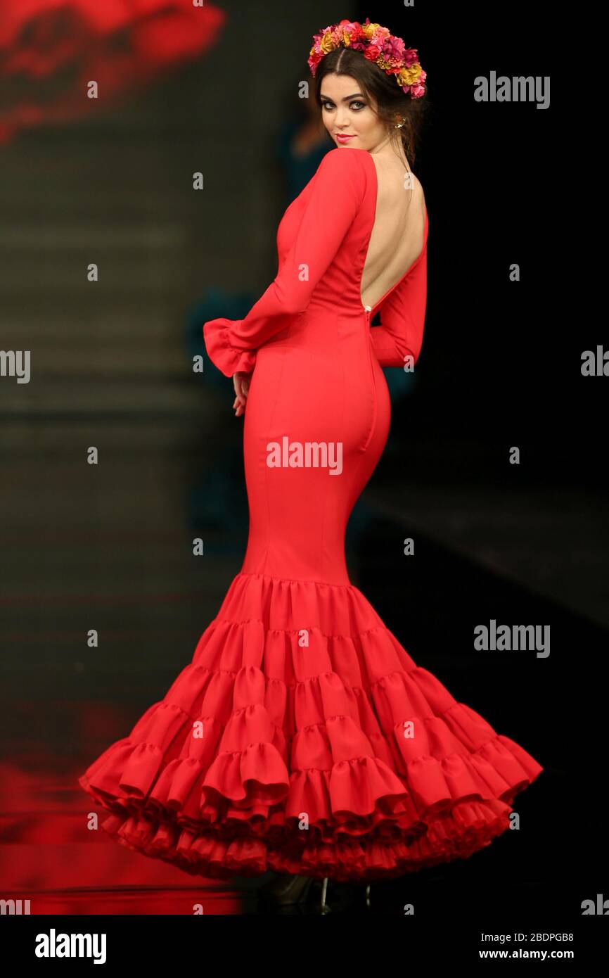 SEVILLA, SPAIN - JAN 30: Model Margarita Lofz wearing a dress from the ...