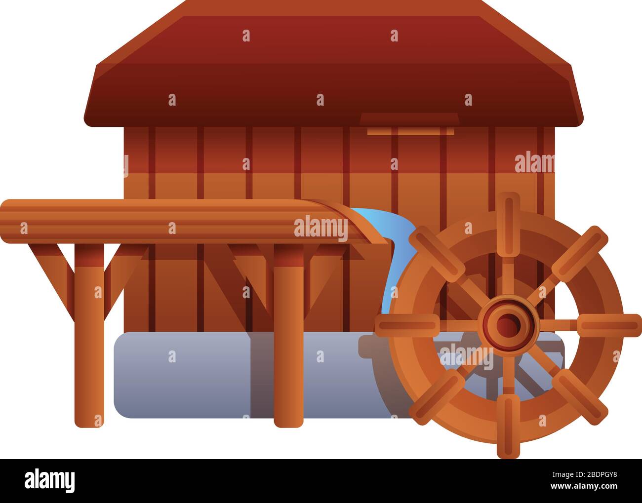 Wood water mill icon. Cartoon of wood water mill vector icon for web ...