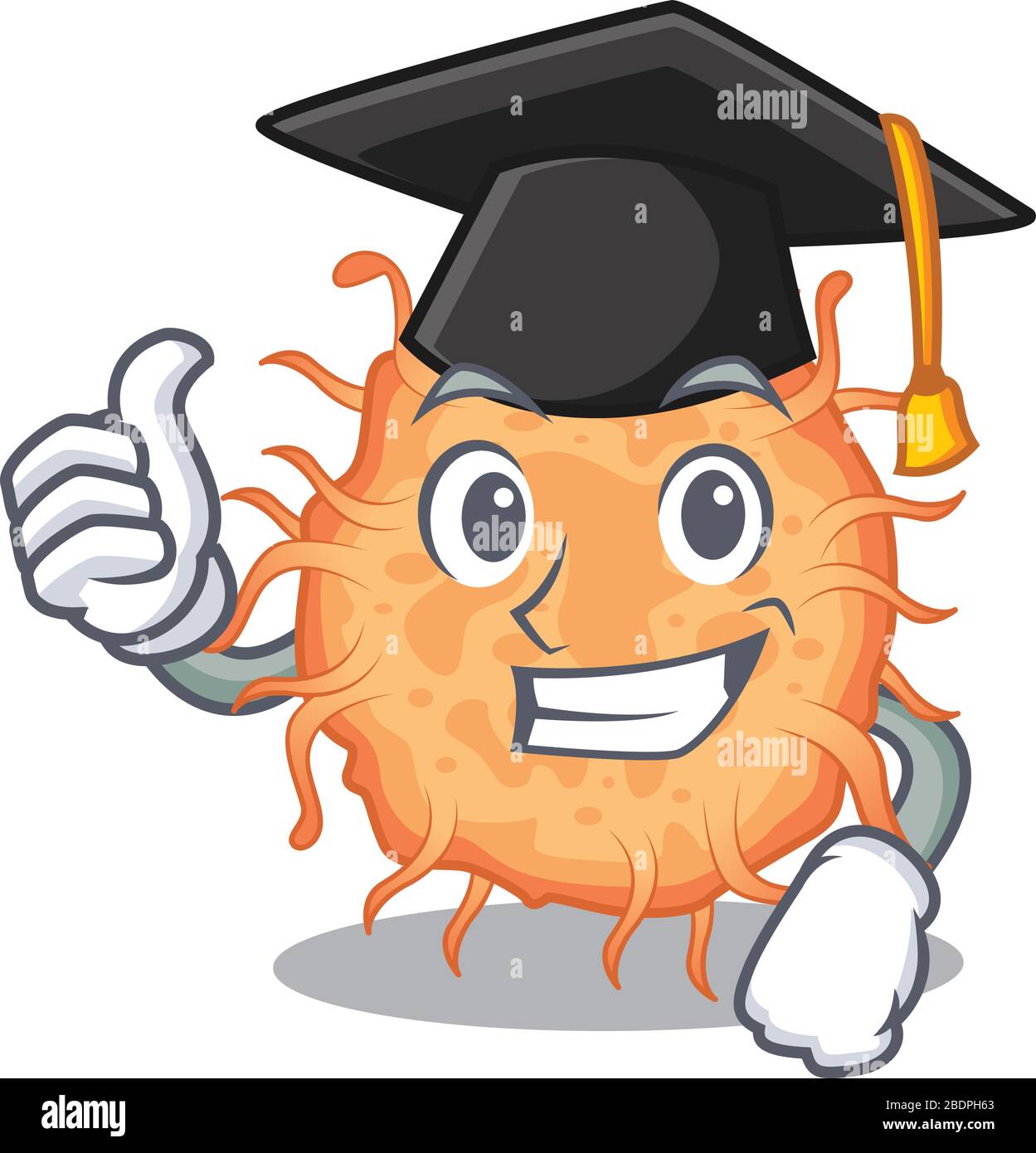 Happy face of bacteria endospore in black graduation hat for the ...