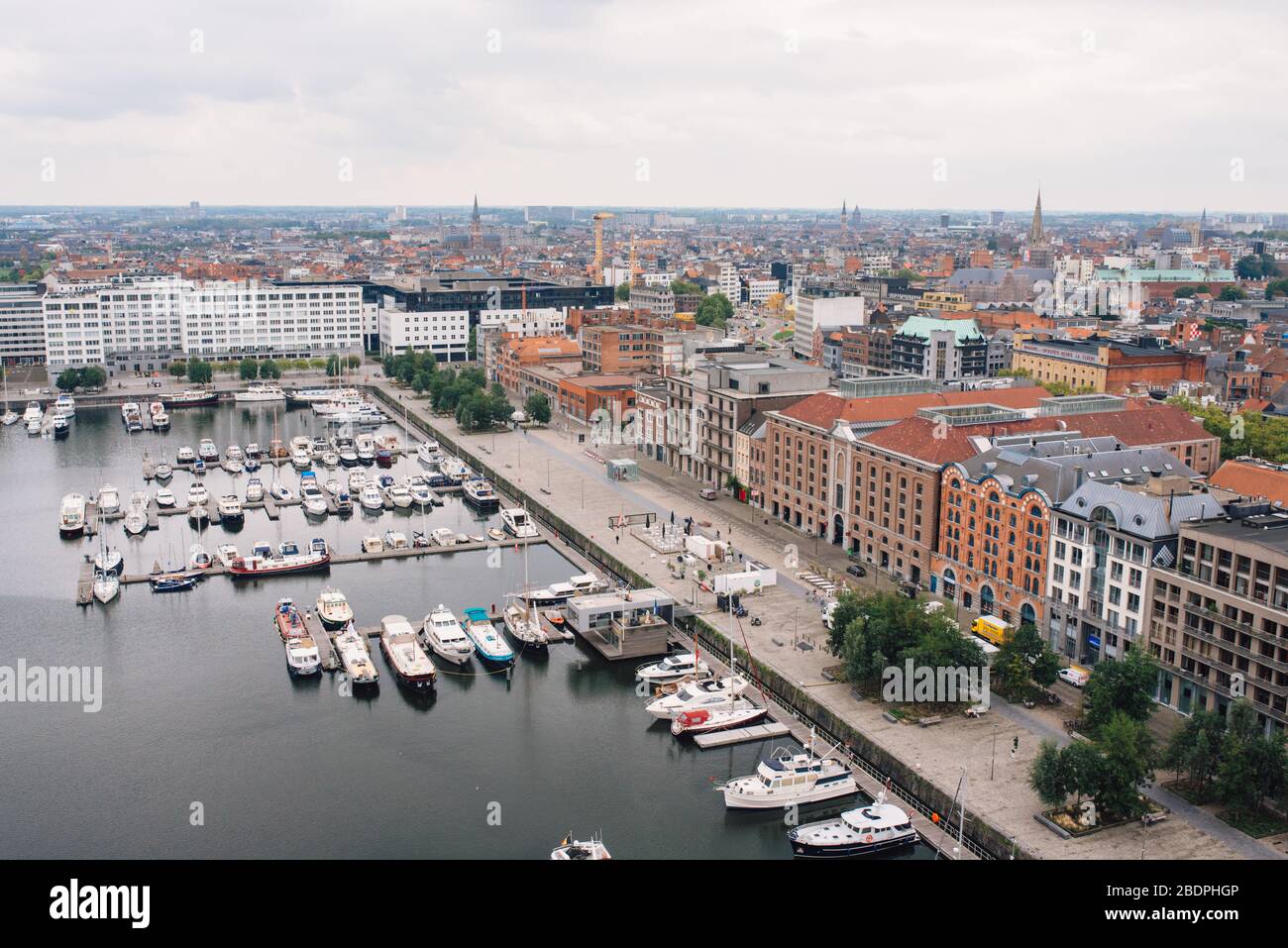 The view from the bird's eye view of the city of Antwerp, Belgium. view ...