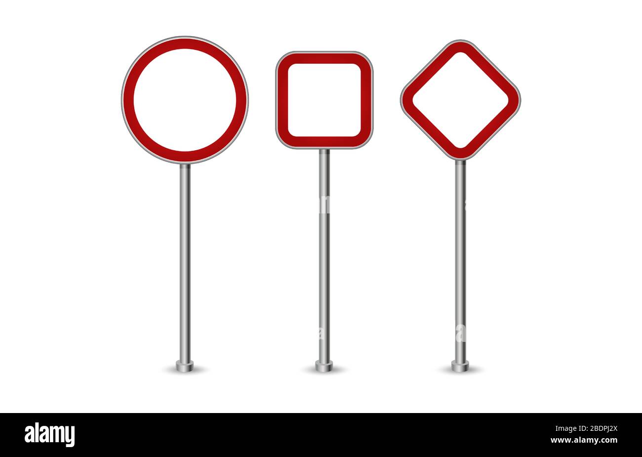 Realistic blank red street and road signs isolated vector. Set of ...
