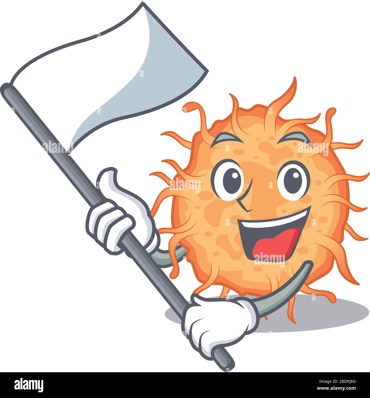 A nationalistic bacteria endospore mascot character design with flag ...