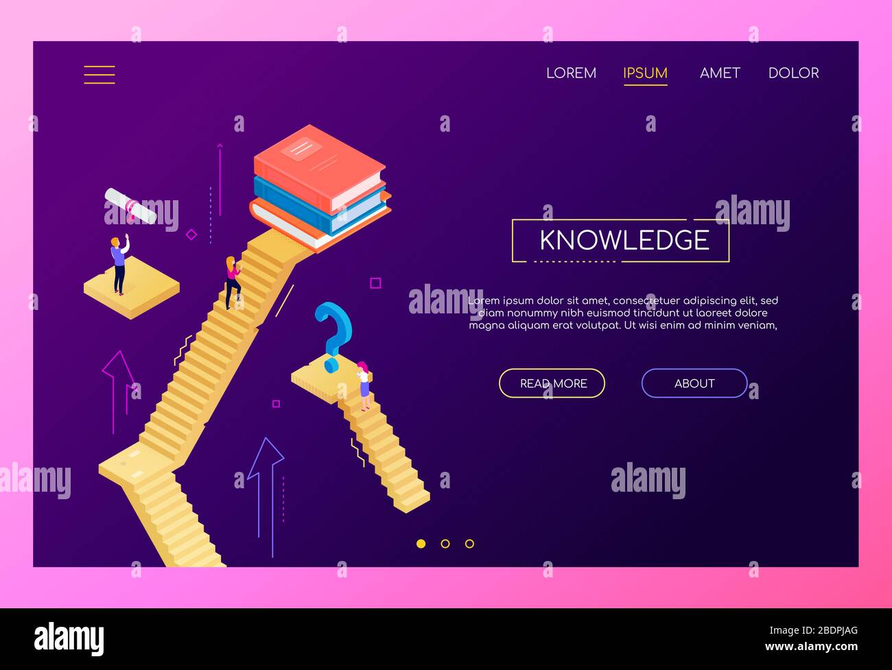 Knowledge concept - modern isometric vector web banner Stock Vector ...