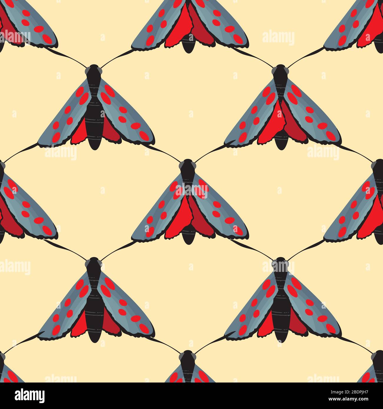 Six spot burnet butterfly seamless vector pattern background. Day ...