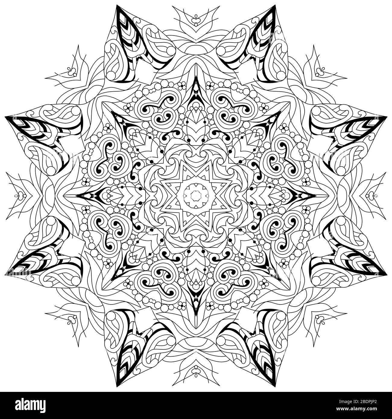 Hand drawn zentangle circular ornament for coloring page Stock Vector ...