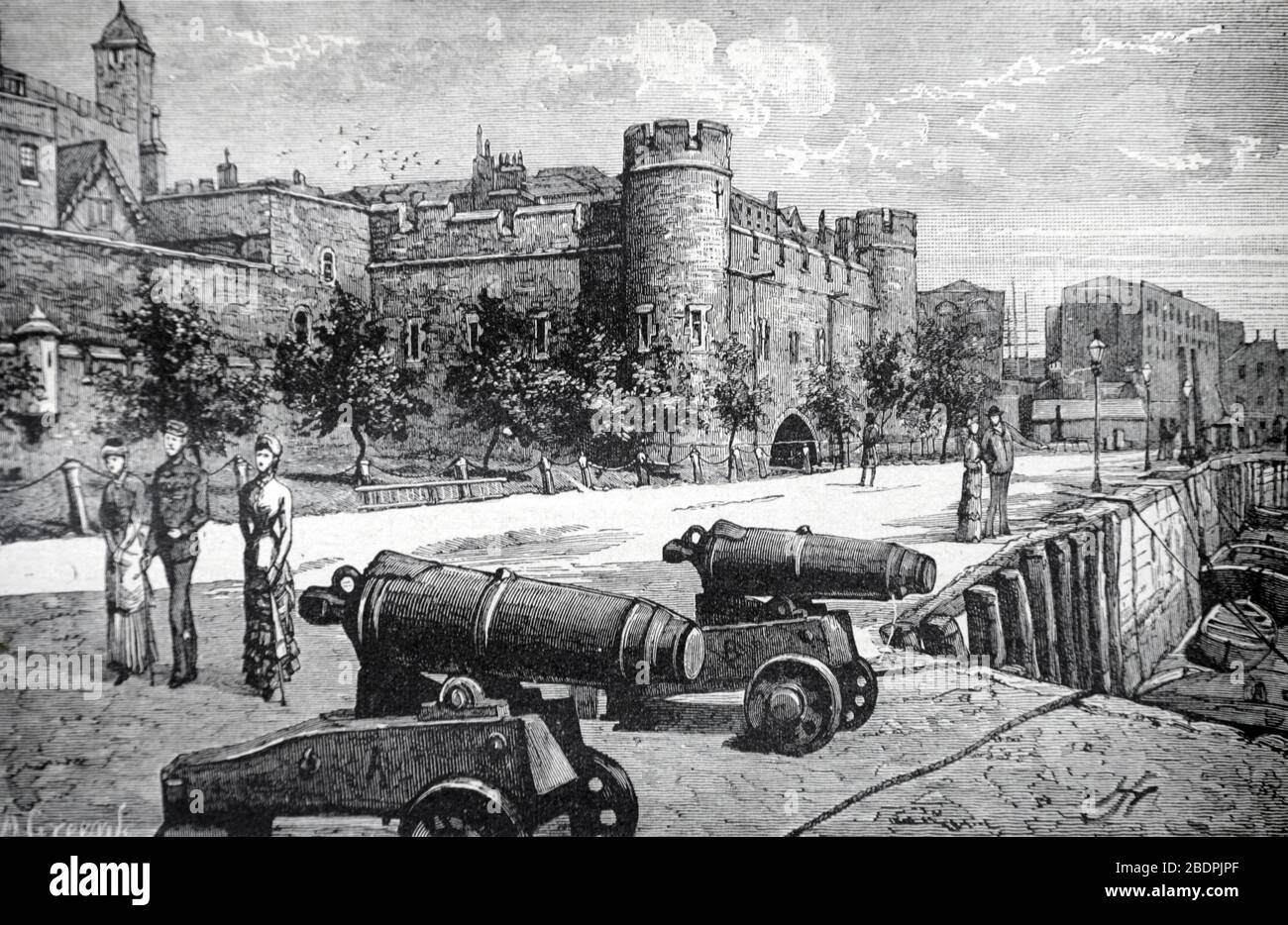 Tower of London England. Vintage or Old Illustration or Engraving 1886 ...