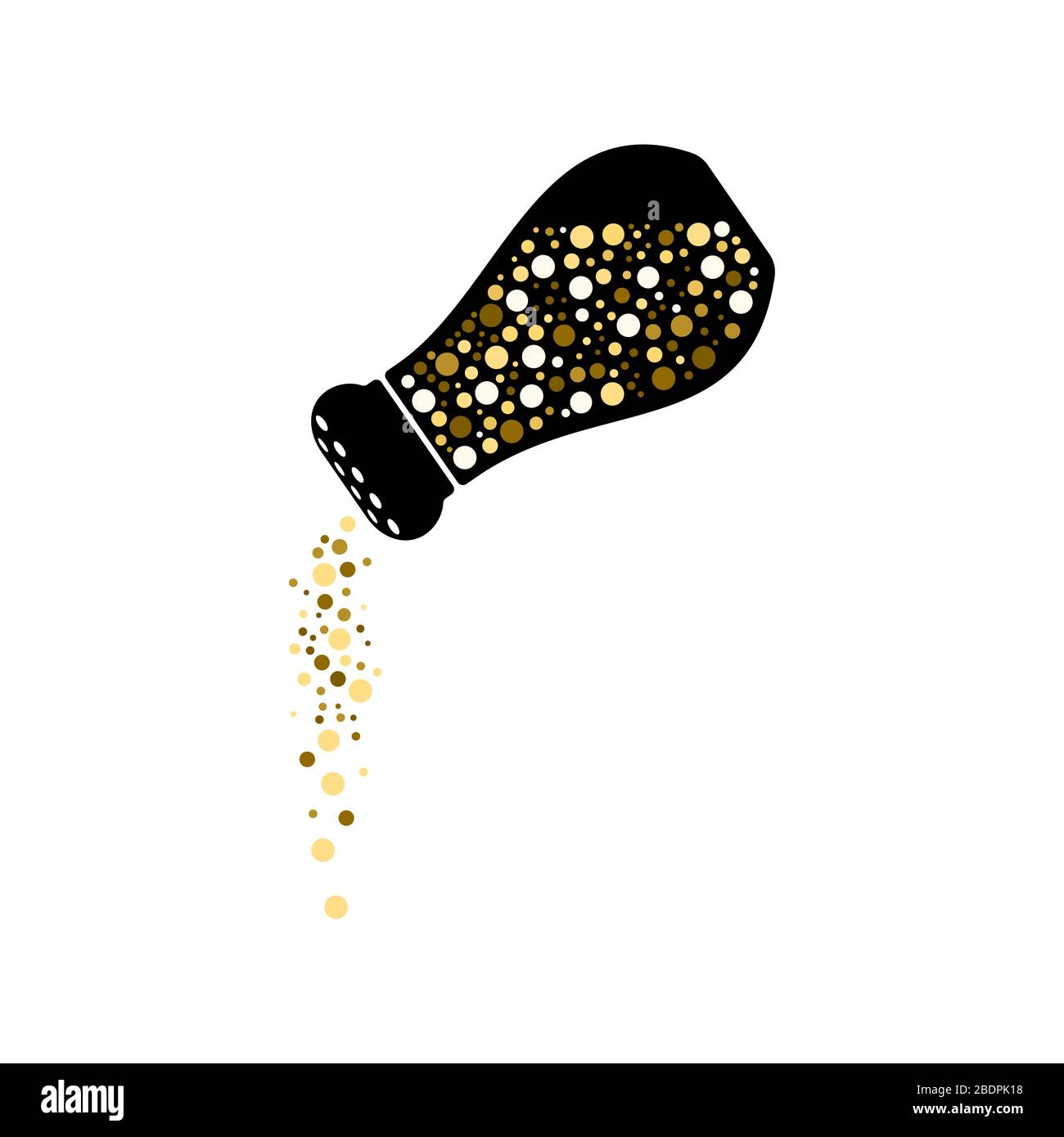 Seasoning shaker icon with yellow powder strewing. Flat vector ...