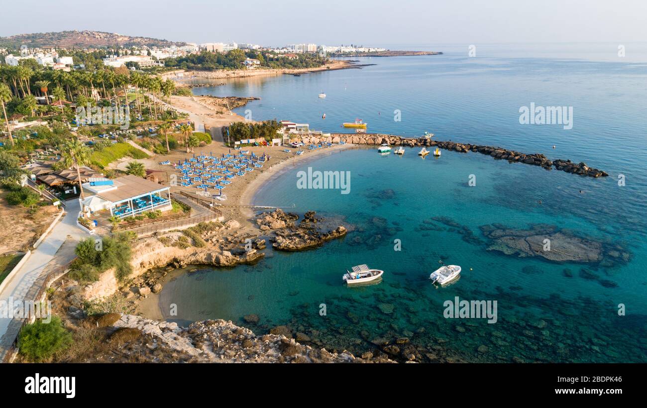 Aerial bird's eye view of Green bay in Protaras, Paralimni, Famagusta ...