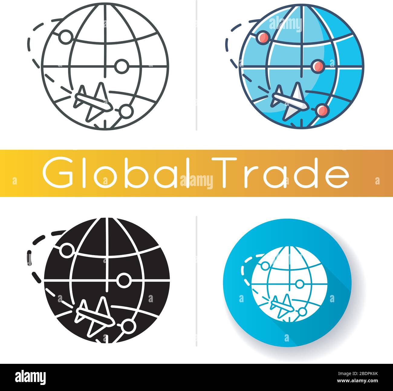 International trade icon. Export and import, logistics, airmail and ...