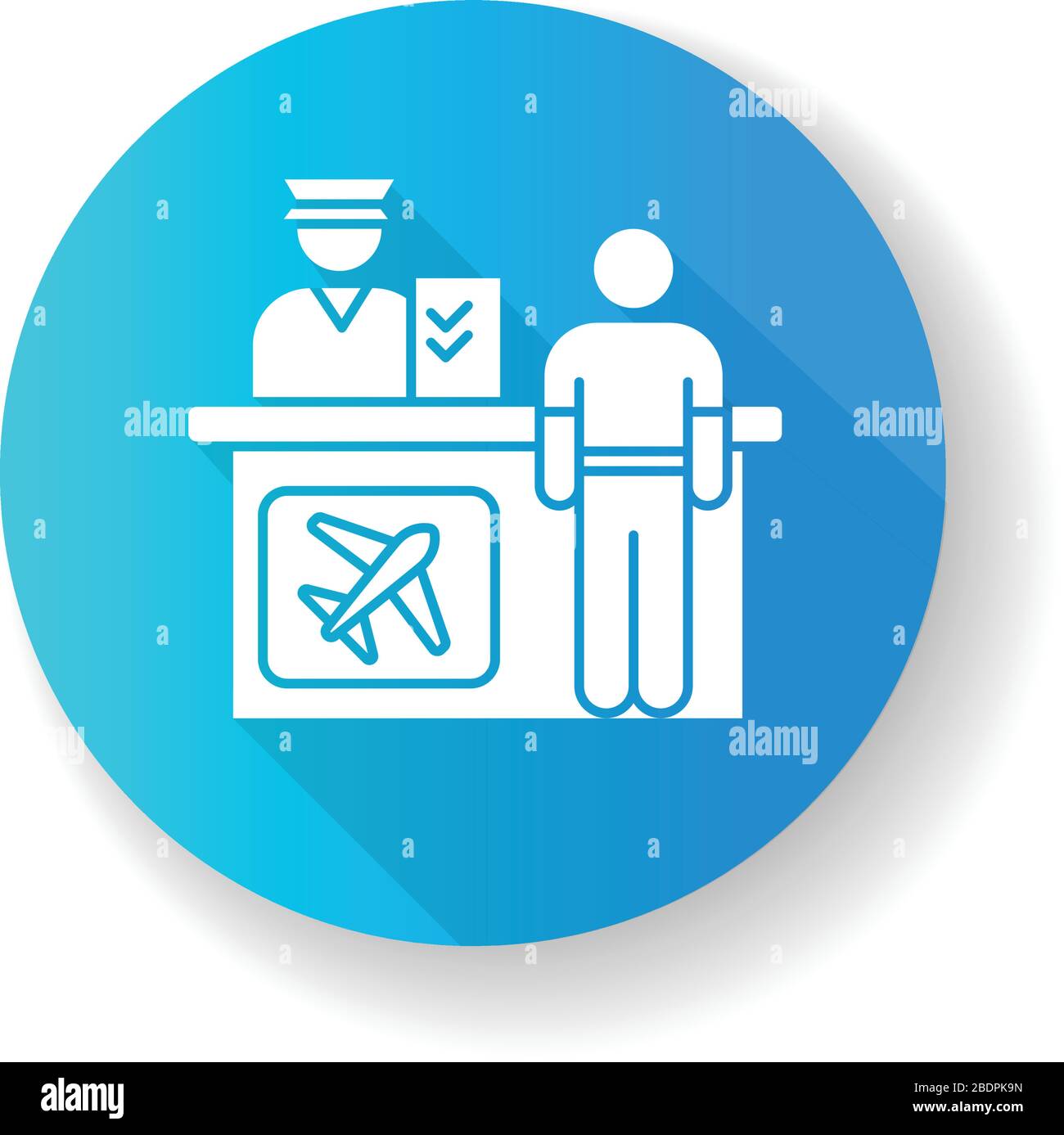 Airport information desk blue flat design long shadow glyph icon ...