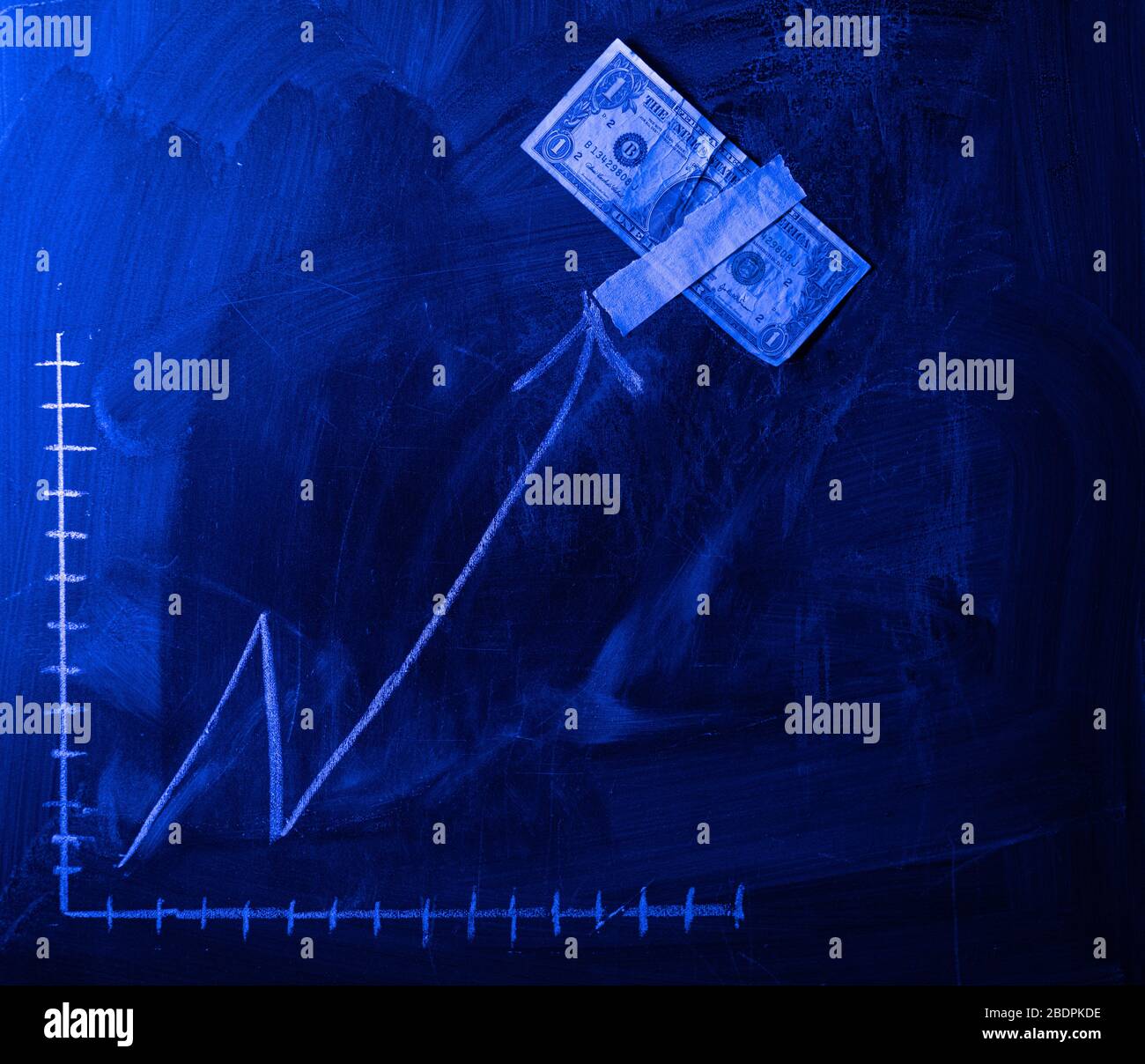 Dollar growth chart drawn on chalkboard. Investment concepts and ...
