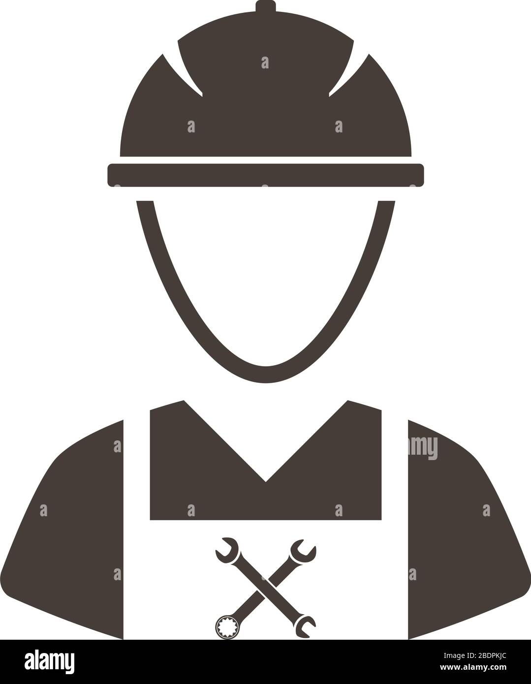 Labour day emblem with worker in coveralls. Vector illustration Stock ...