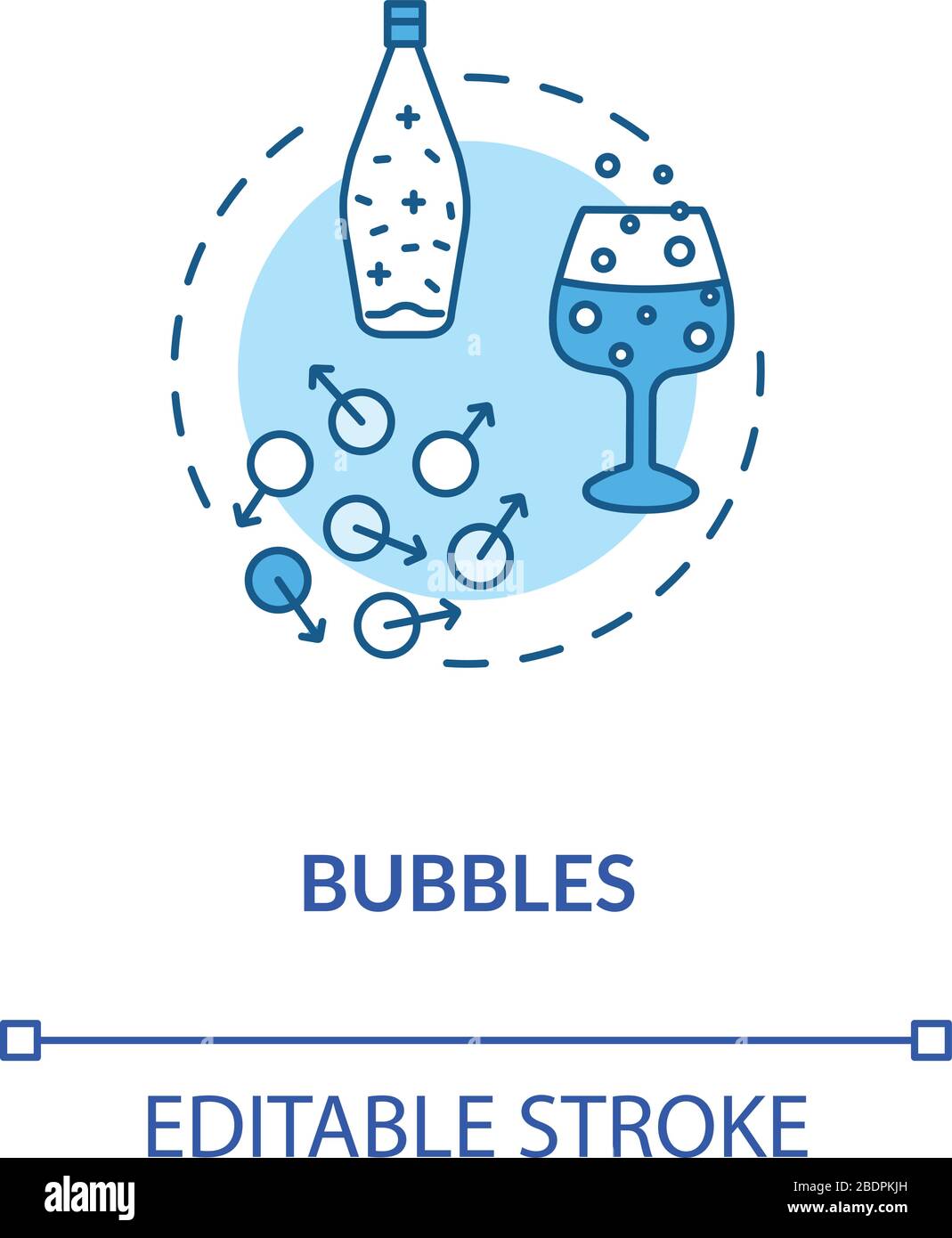 Bubbles concept icon. Fizzy drinks, winetasting advice idea thin line ...