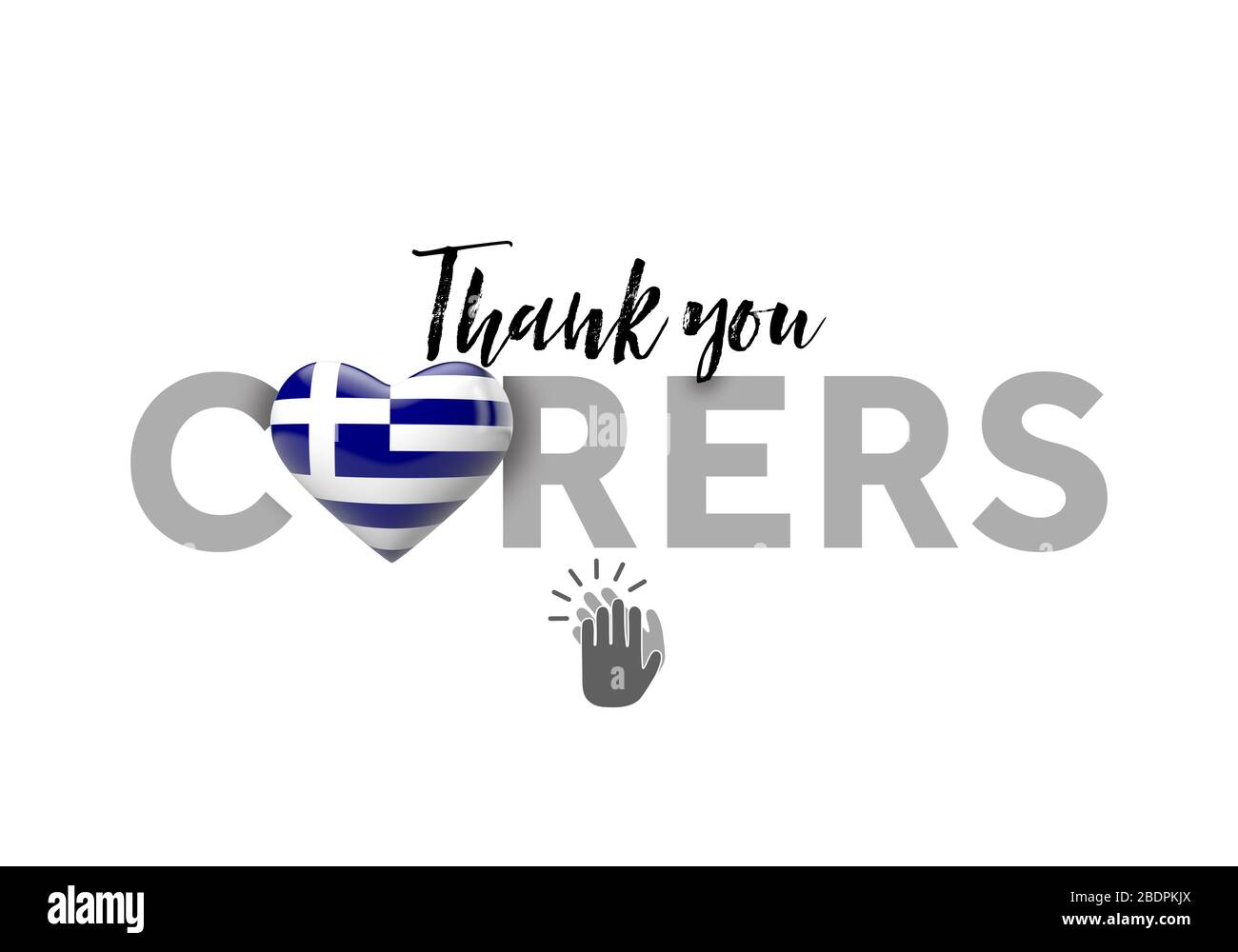 Thank you carers message with Greece heart flag. 3D Render Stock Photo ...