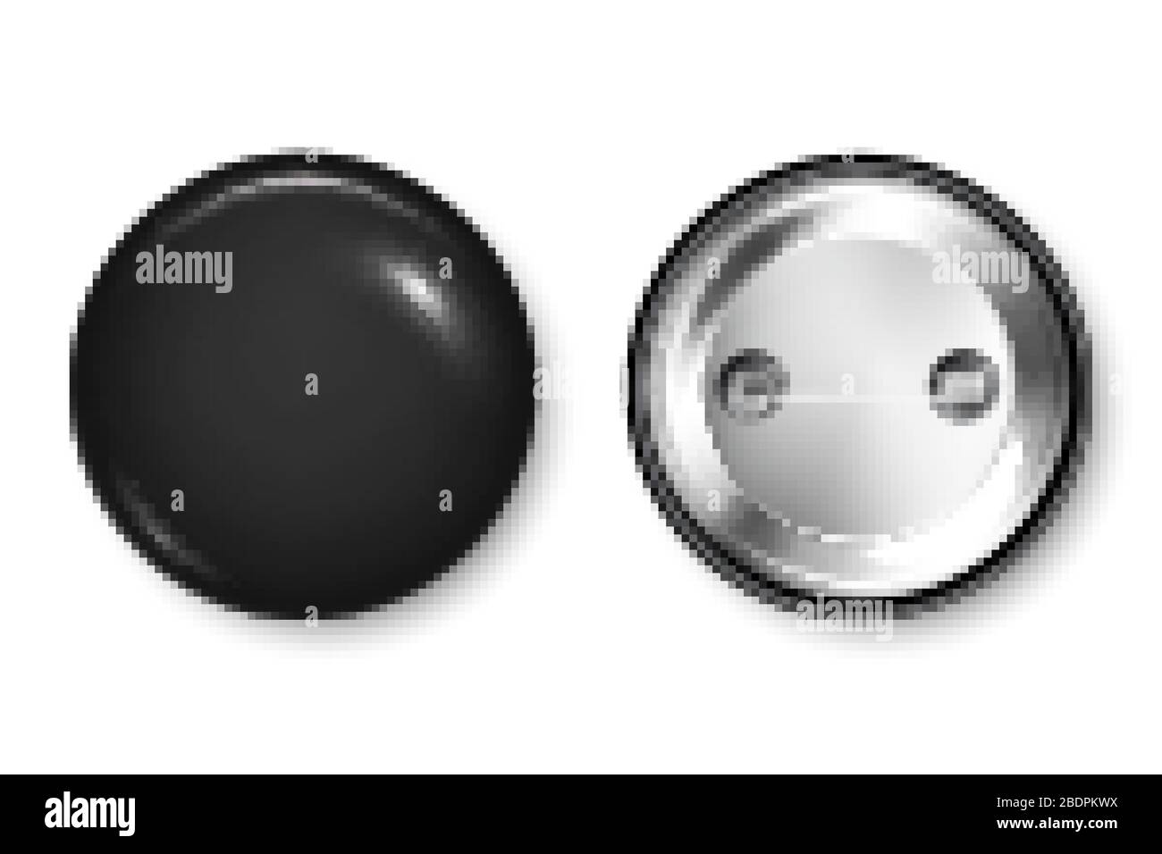 Realistic black blank badge. 3D glossy round button. Pin badge mockup ...