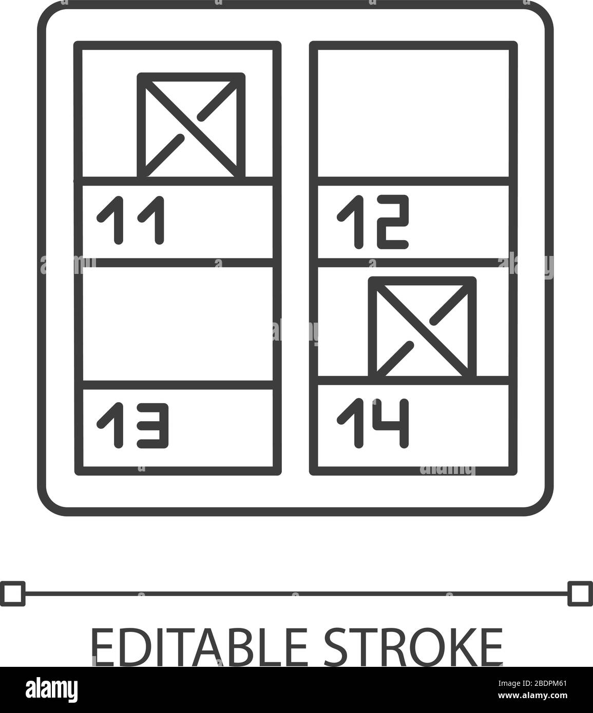 Inventory control pixel perfect linear icon. Stock checking ...