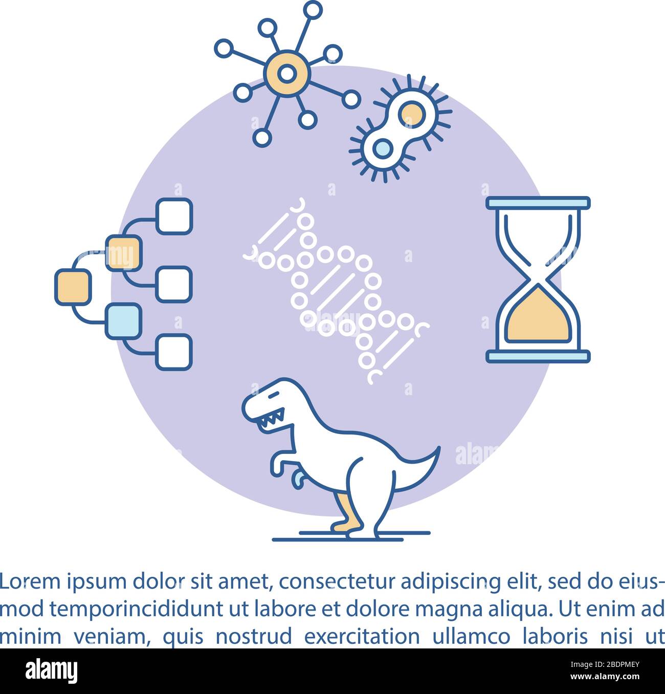 Evolution, heritable characteristics change concept icon with text ...