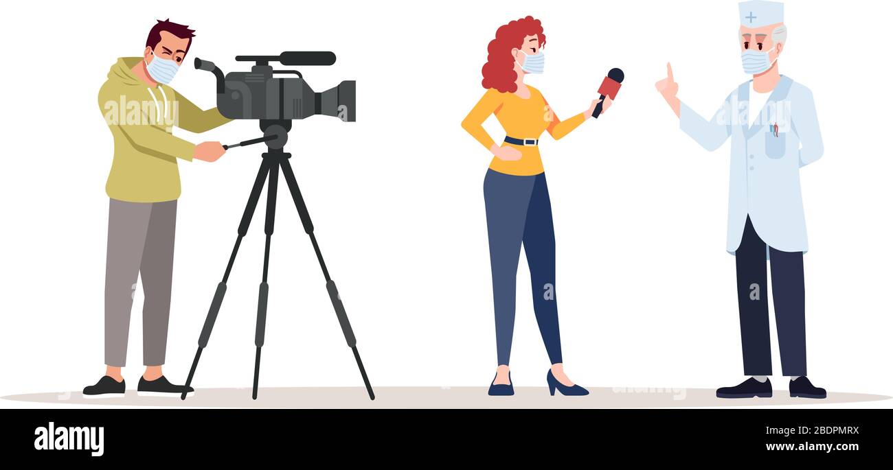 Interview with doctor semi flat RGB color vector illustration ...