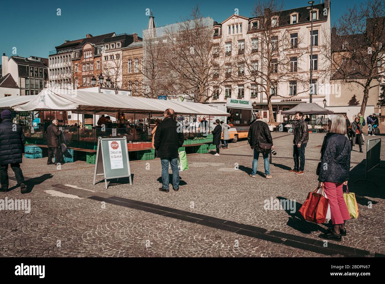 LUXEMBOURG CITY / APRIL 2020: Weekly local food market in times of ...