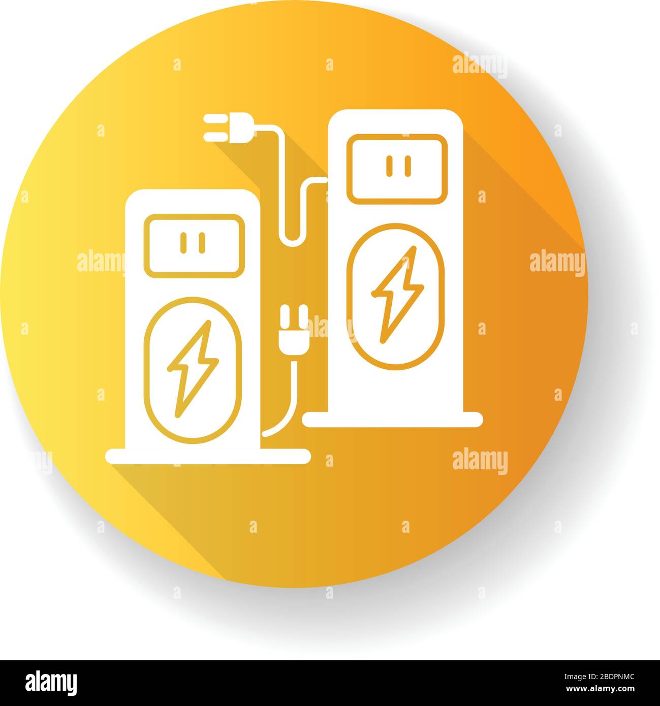 Power recharge terminal yellow flat design long shadow glyph icon. Self ...