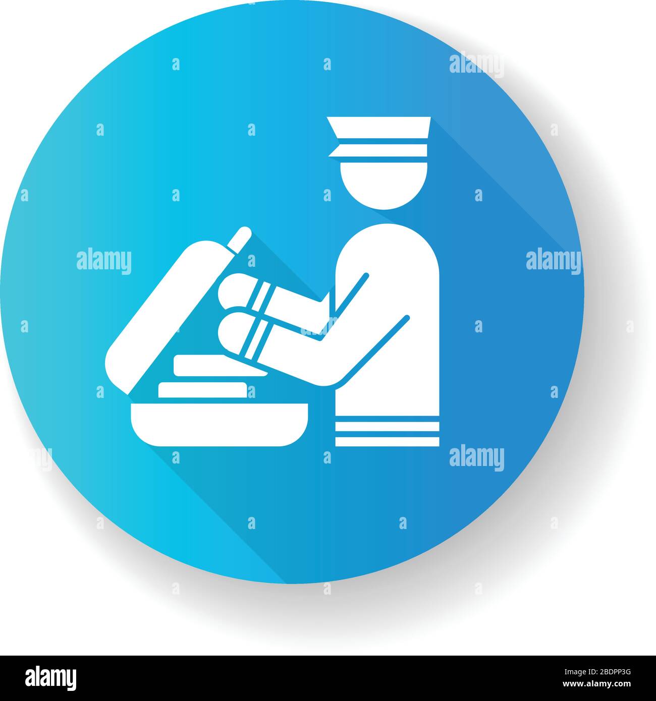 Security check luggage blue flat design long shadow glyph icon. Safe ...