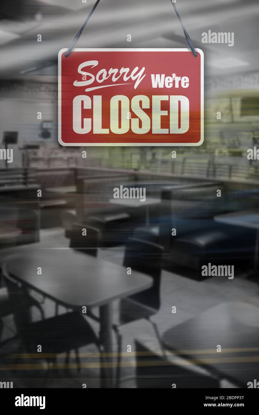Sorry we are closed pub bar cafe restaurant shop store hi-res stock ...