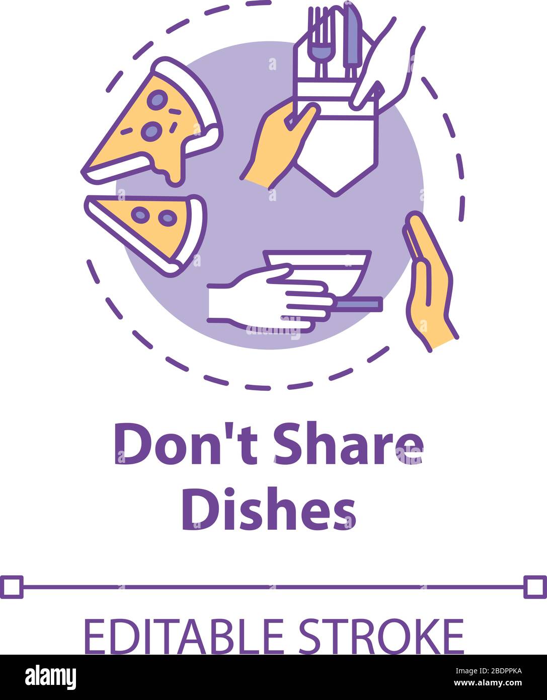 Don't share dishes concept icon. Use separate plates and tableware ...