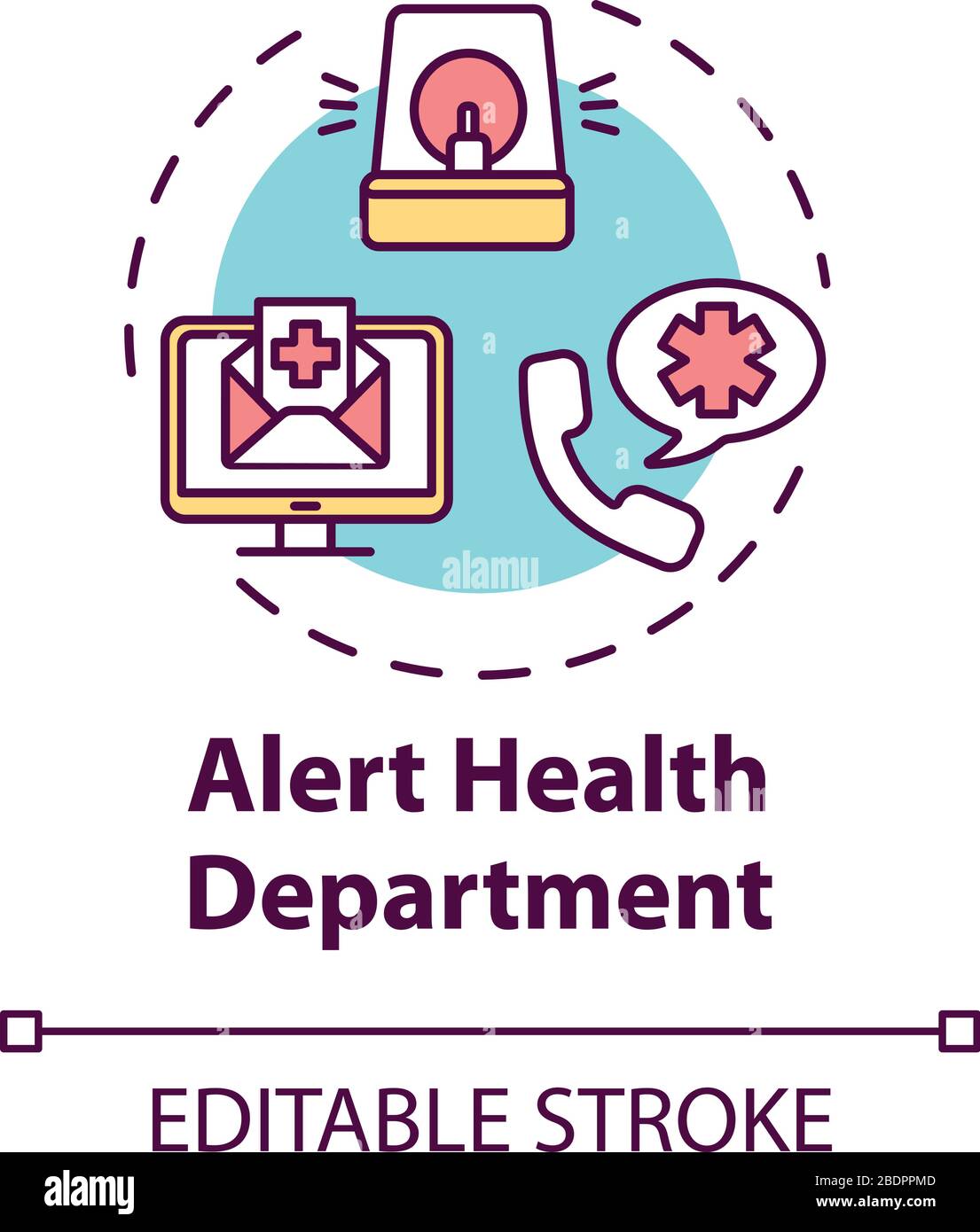 Alert health department concept icon. Warn hospital. Health care ...