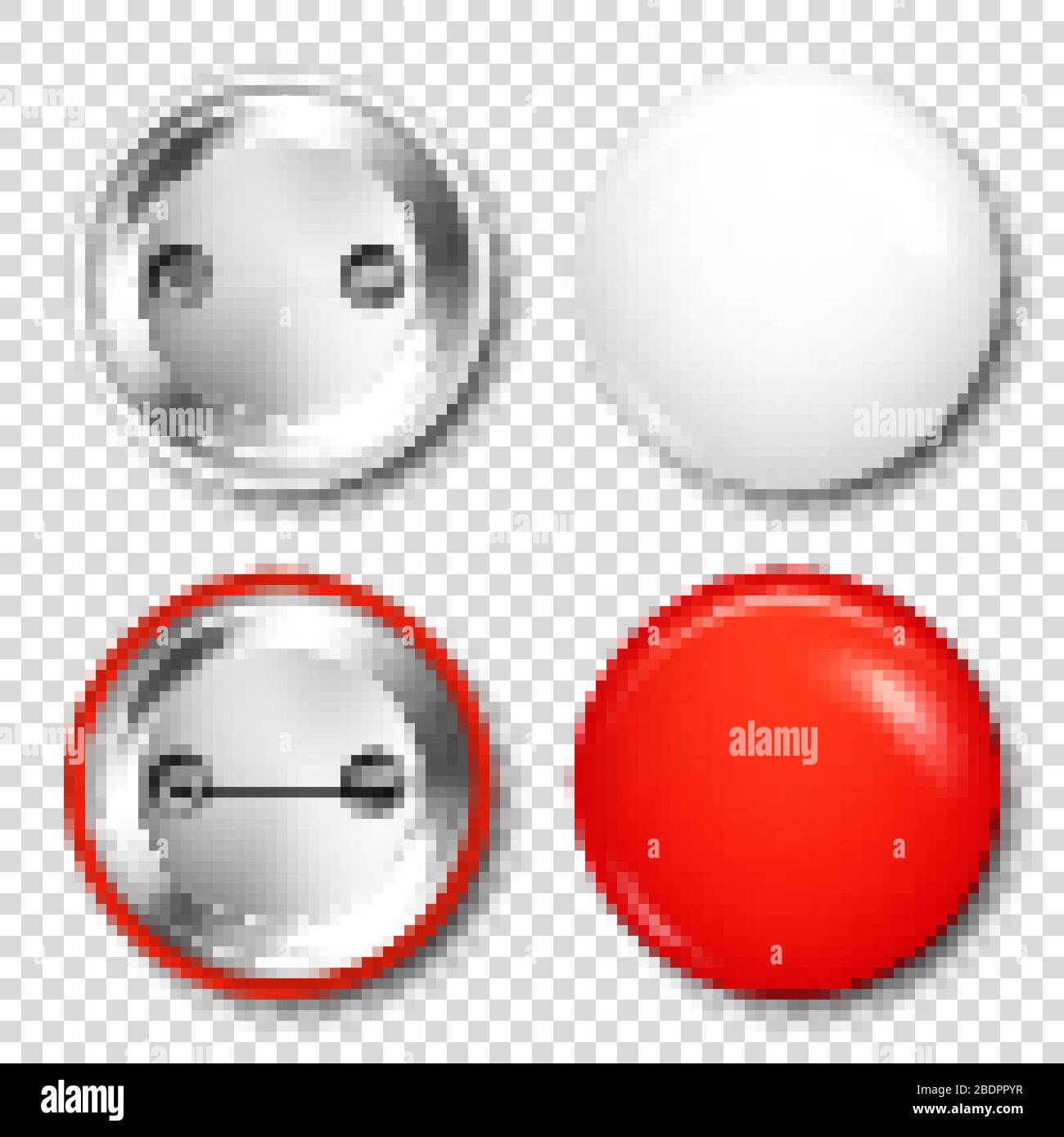 Realistic blank badges collection. 3D glossy round button. Pin badge ...
