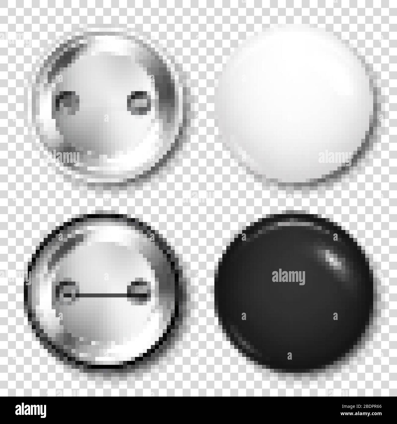 Realistic blank badges collection. 3D glossy round button. Pin badge ...