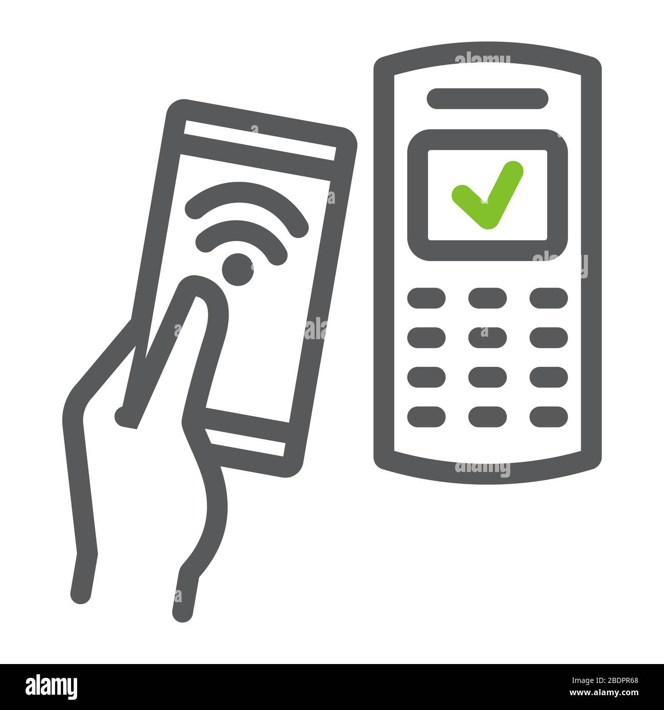 Mobile payments using smartphone color line icon, banking and payment ...