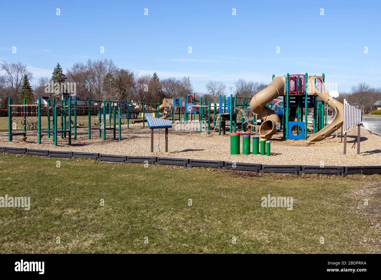 A normally busy playground is empty because of the COVID-19 pandemic ...