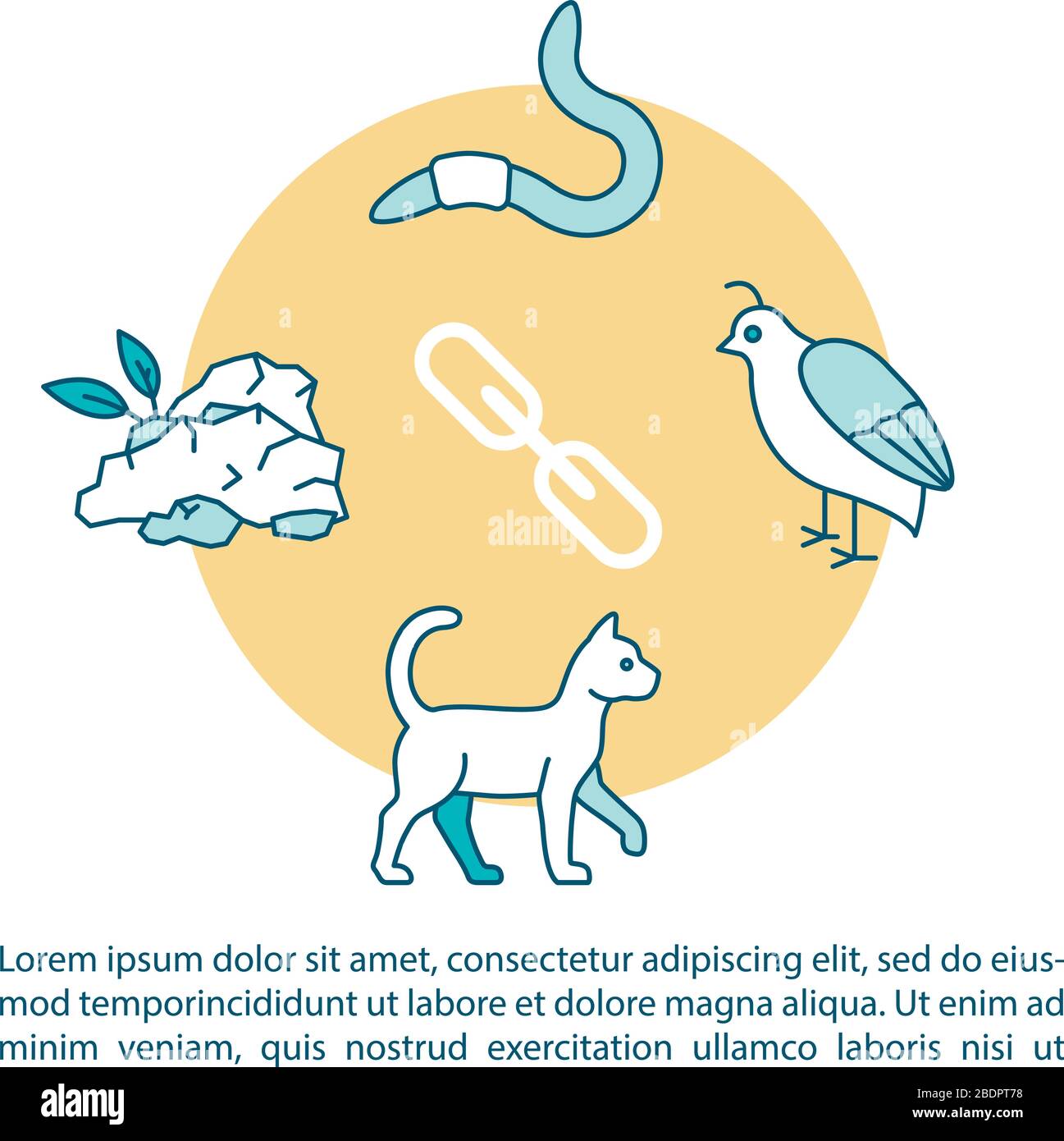 Grazing food chain concept icon with text. Herbivores and carnivores ...