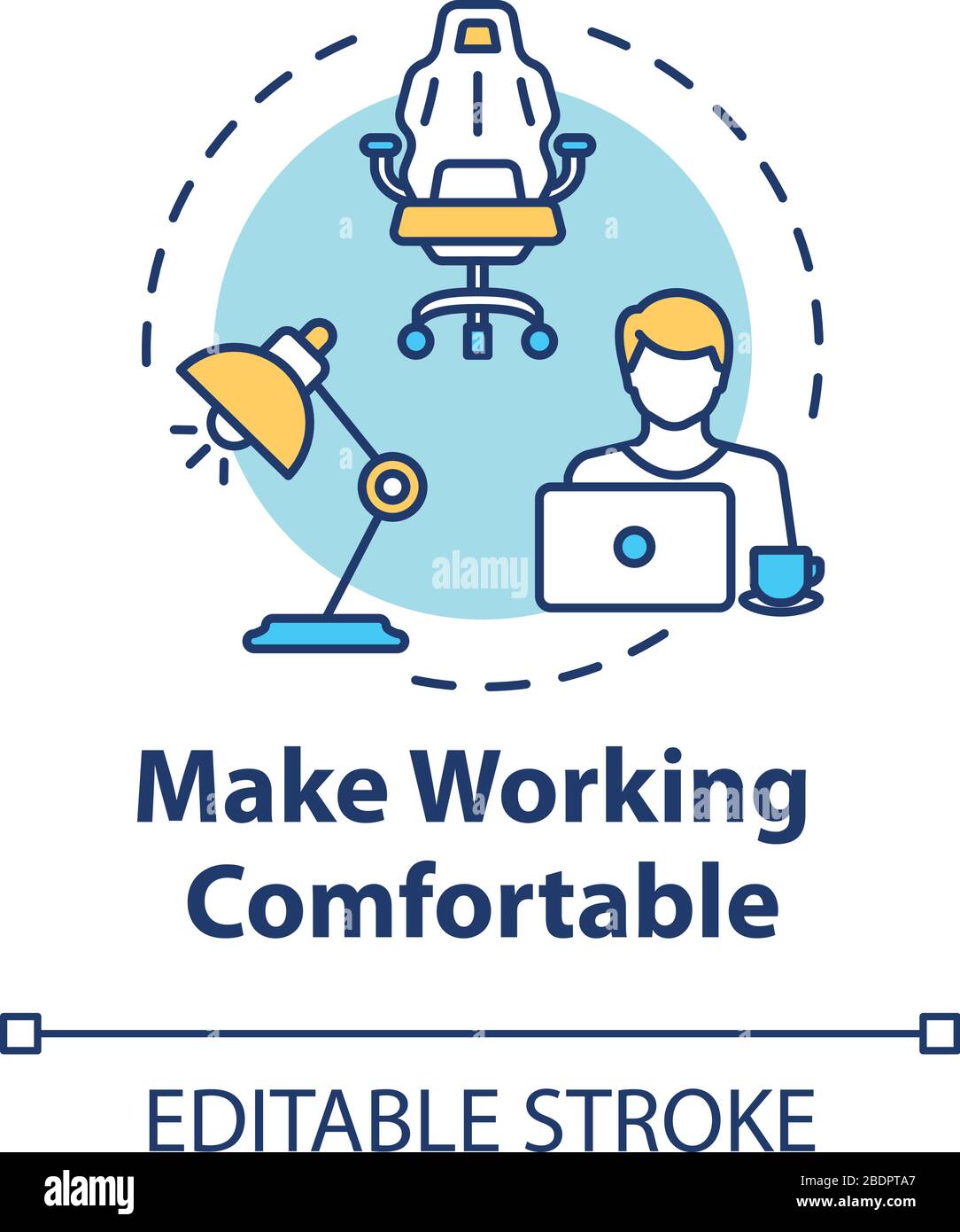 Make working comfortable concept icon. Workplace at home. Freelancer ...