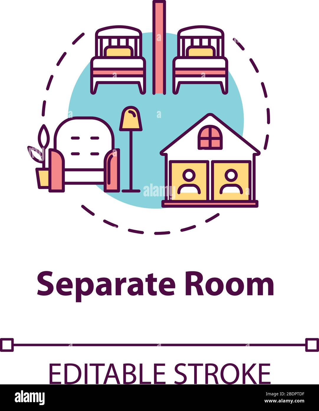 Separate room concept icon. Self isolation indoors. Protection for ...