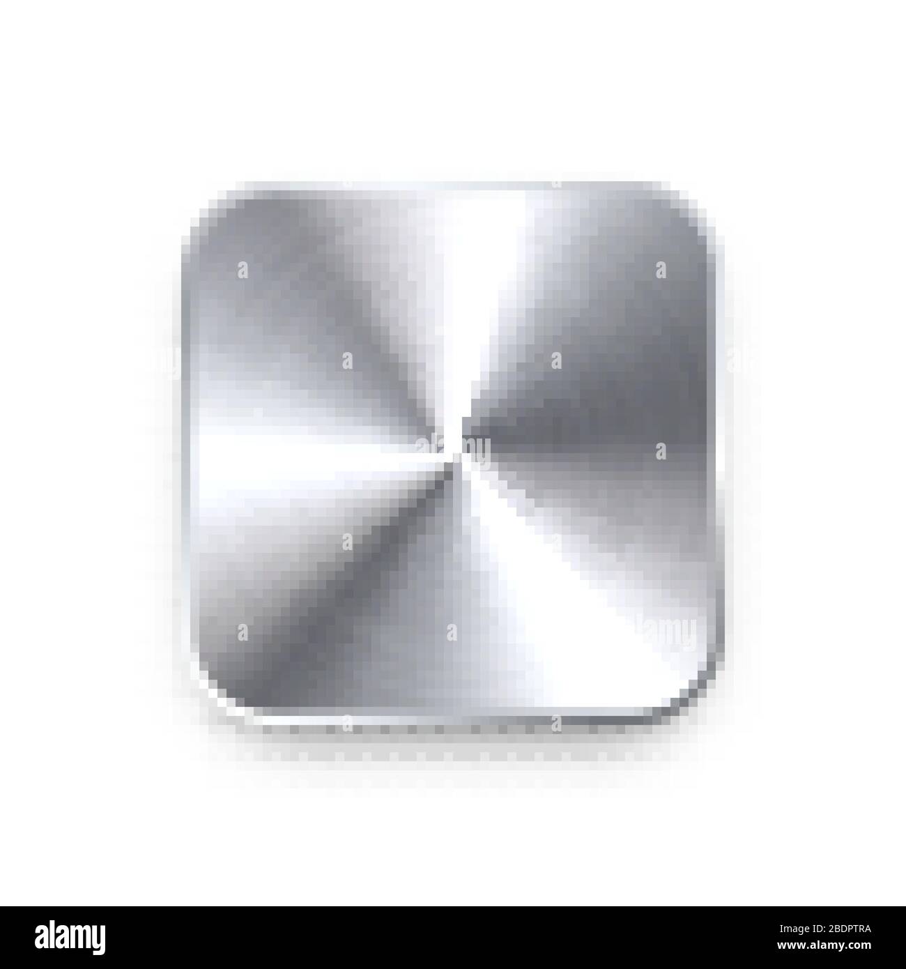 Realistic square metal chrome button. Steel volume control knob ...