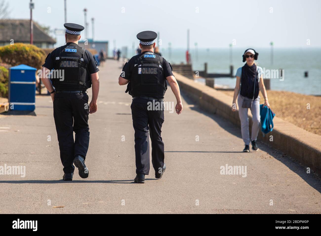 Southend-on-Sea, UK. 9th Apr, 2020. Essex Police officers on patrol at ...