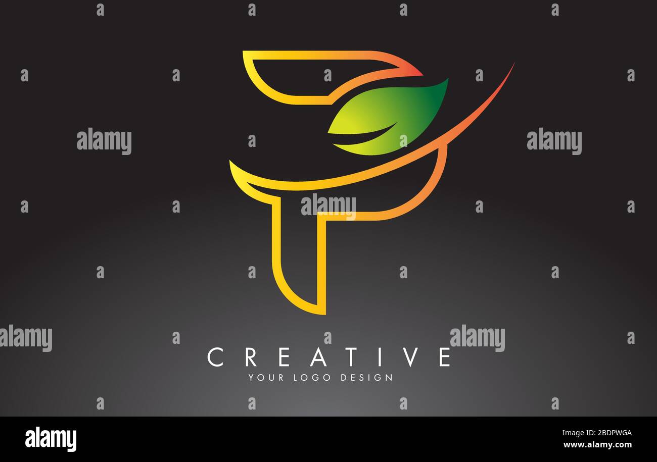 Monogram P Letter Logo Design with Green Leaf. Eco and Organic Letter ...