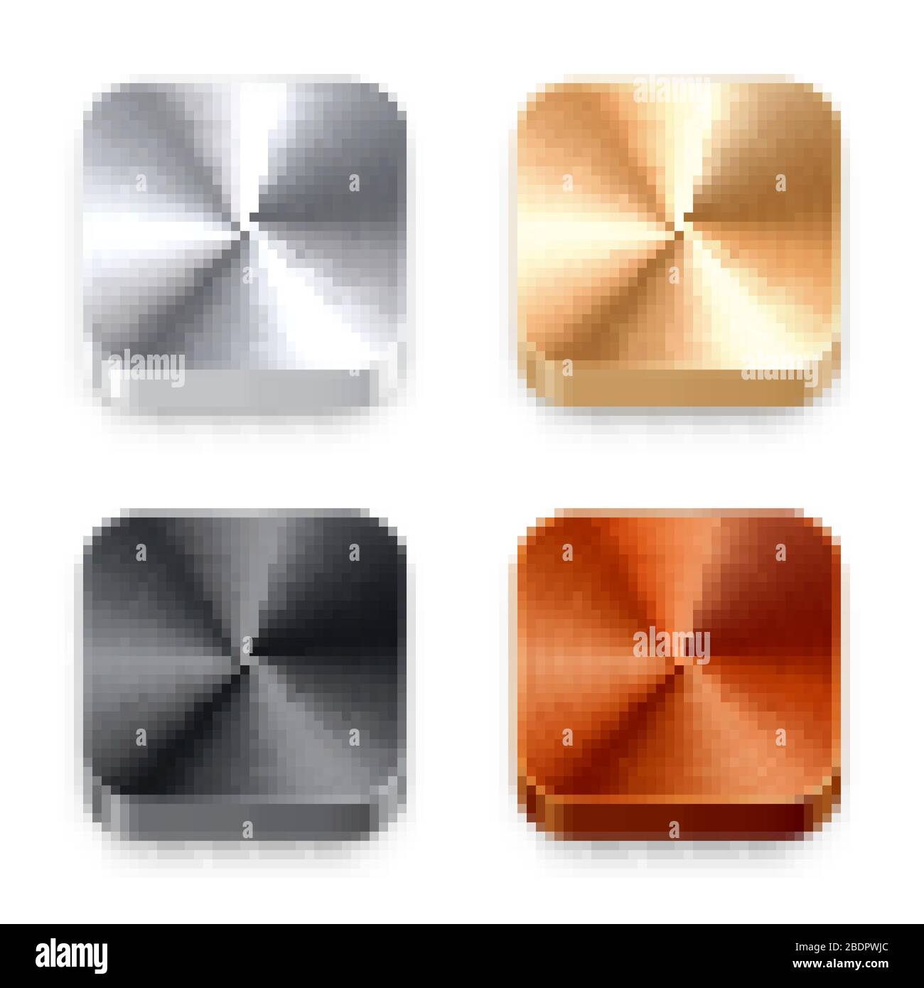 Realistic square metal chrome button. Steel volume control knob ...