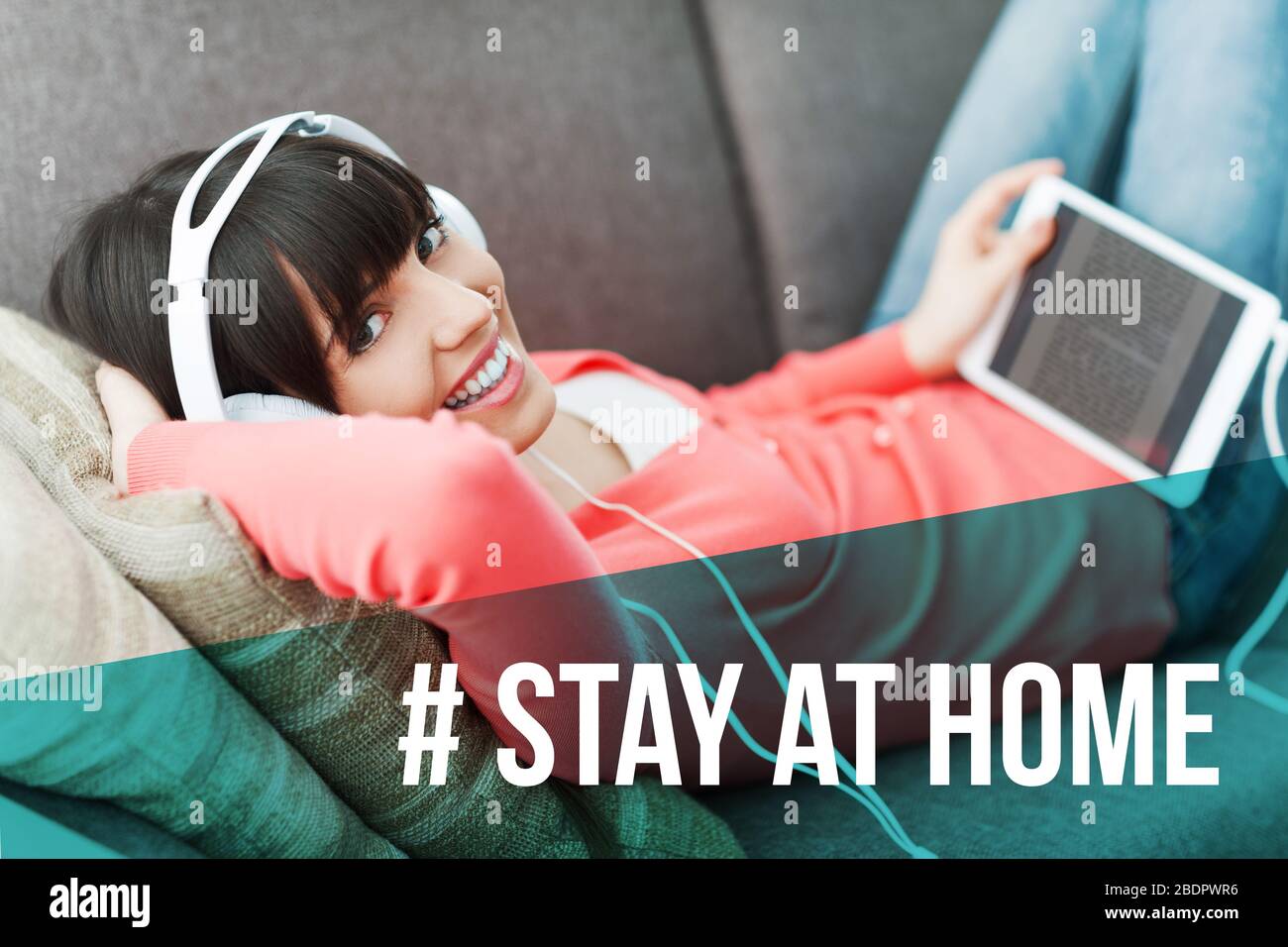 Stay home campaign woman reading hi-res stock photography and images ...