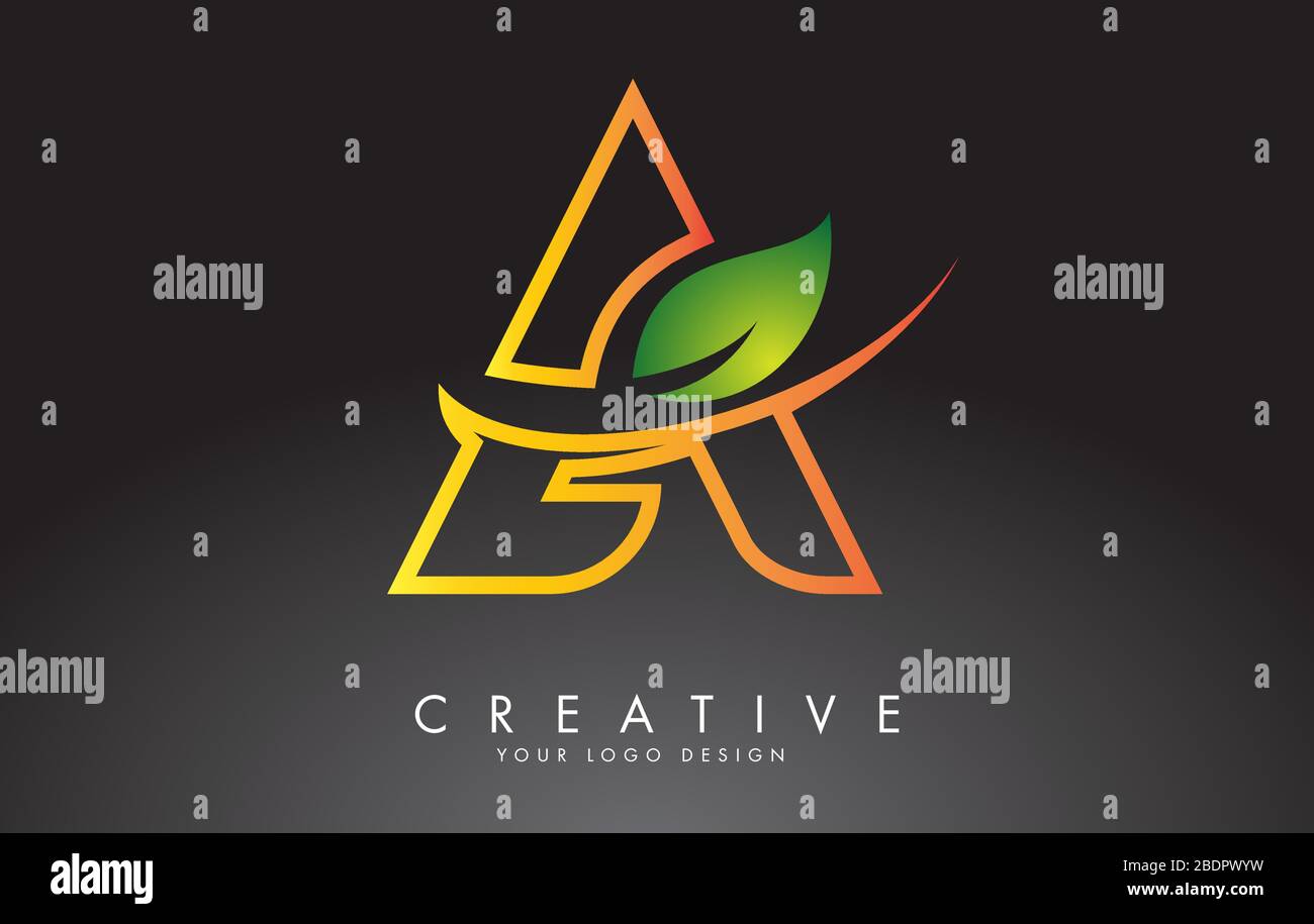 Monogram A Letter Logo Design with Green Leaf. Eco and Organic Letter ...