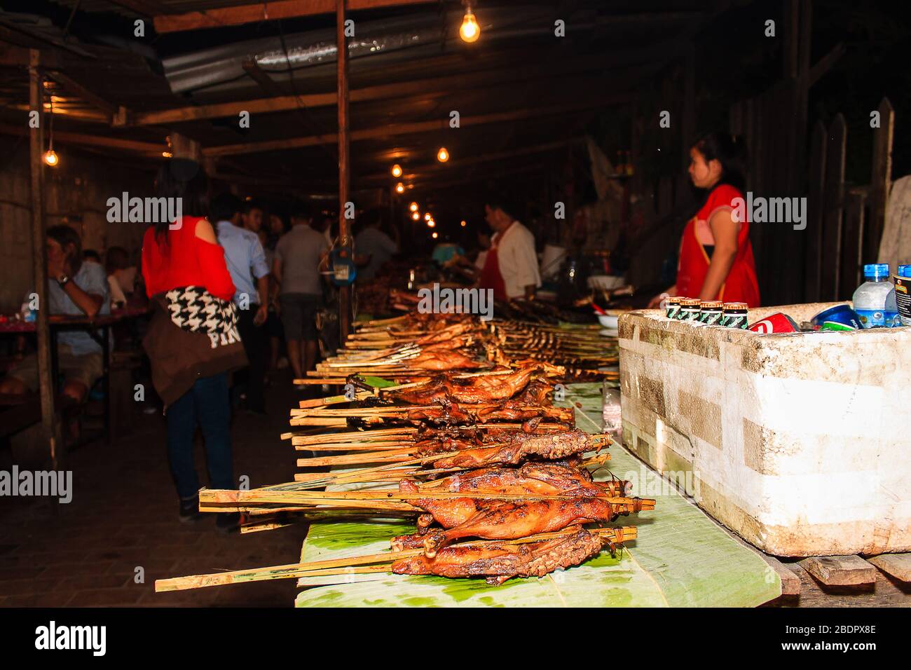 Street food Laos Asia Grilled chicken bbq Food Market Asia Travel Stock ...