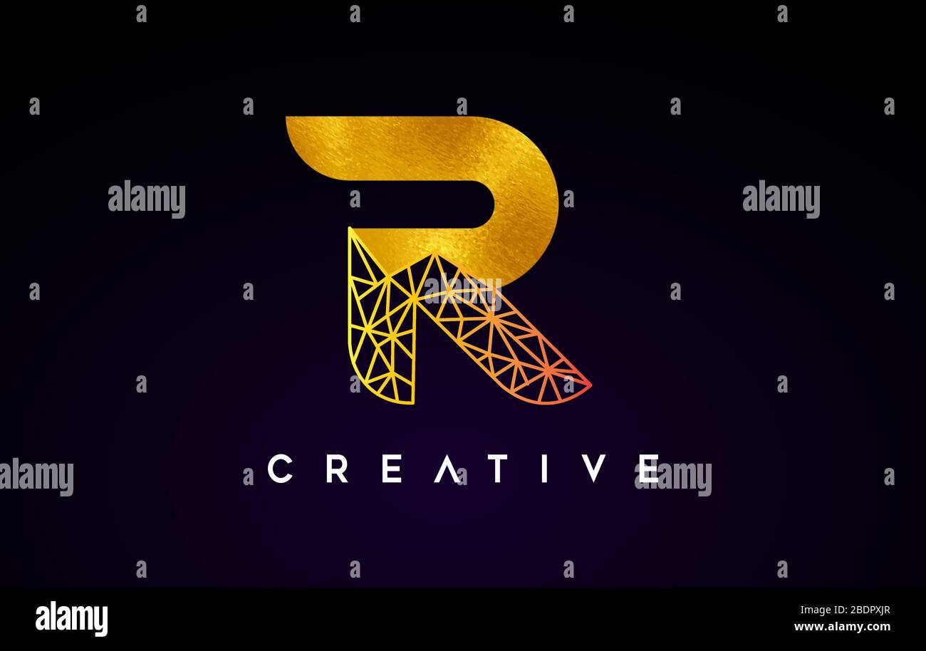 Golden Gold Letter R Beauty Logo. R Letter Design Vector with Origami ...