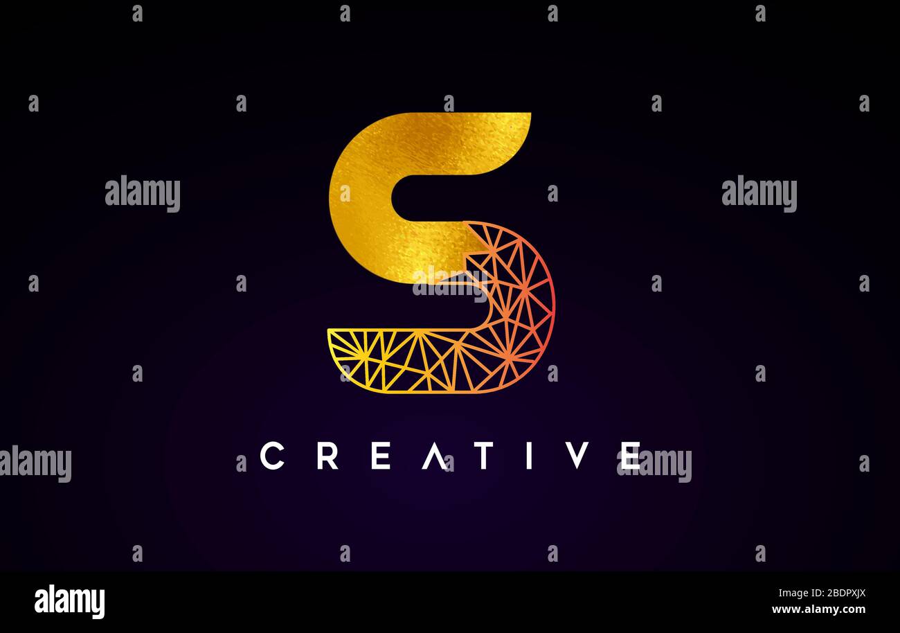 Golden Gold Letter S Beauty Logo. S Letter Design Vector with Origami ...