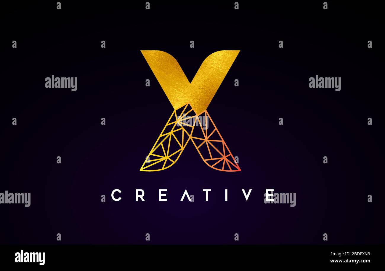 Golden Gold Letter X Beauty Logo. X Letter Design Vector with Origami ...